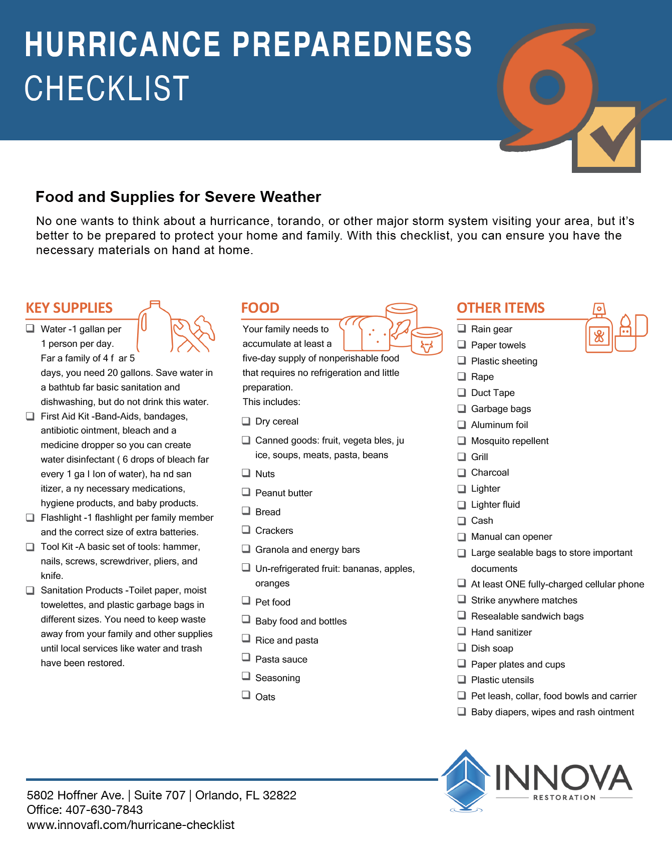 2021 Hurricane Checklist | Innova Restoration